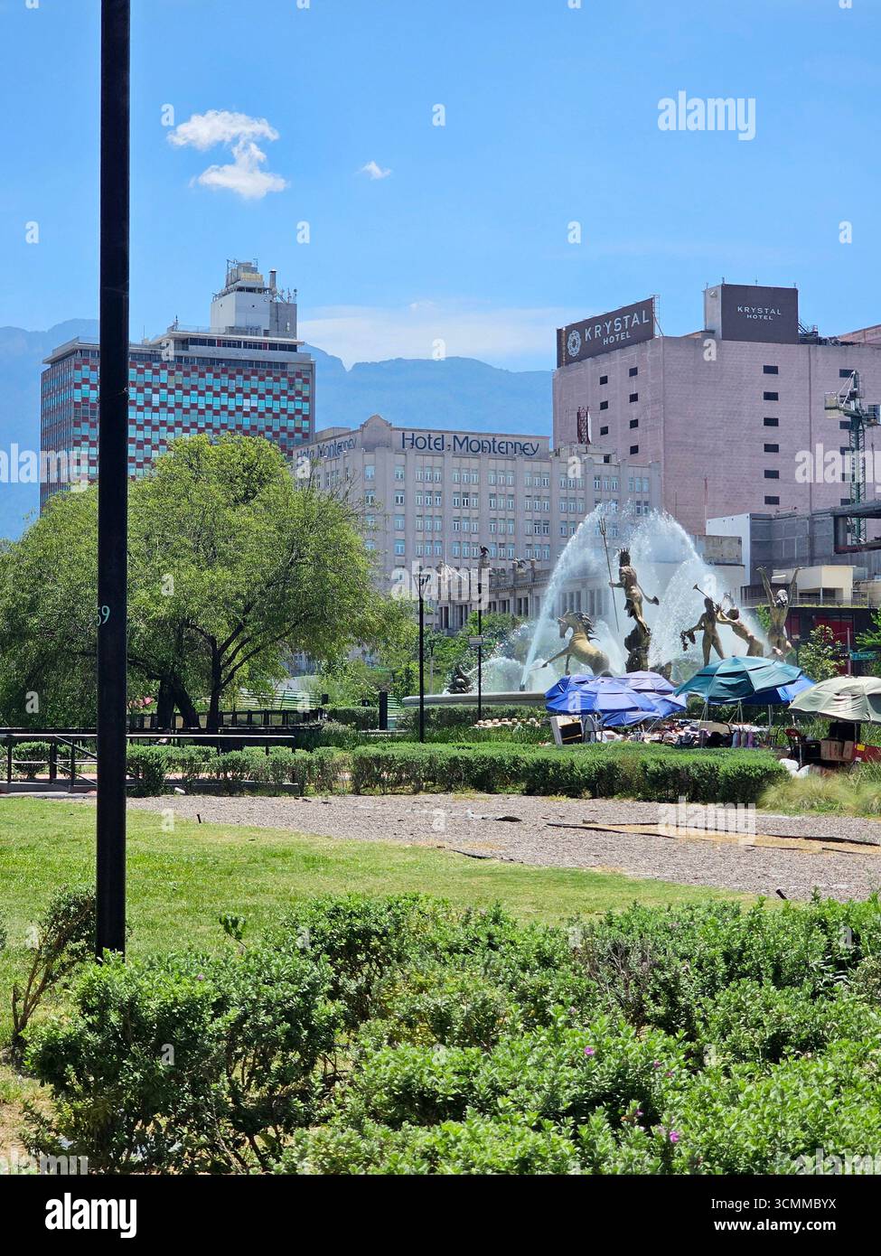 Monterrey, Nuevo Leon, Mexico - Jul 30, 2025: Fountain of Neptune or of ...