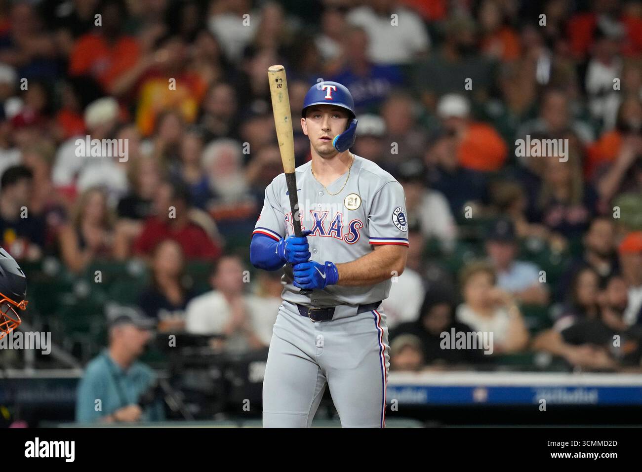 Texas Rangers' Wyatt Langford at bat against Houston Astros relief ...