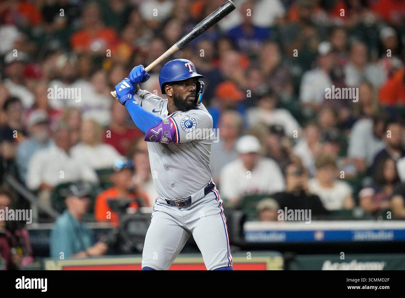 Texas Rangers' Adolis Garcia at bat against Houston Astros starting ...