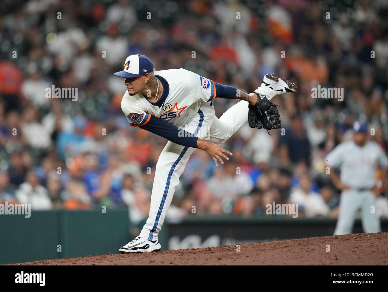 Houston Astros relief pitcher Bryan Abreu delivers to Texas Rangers ...
