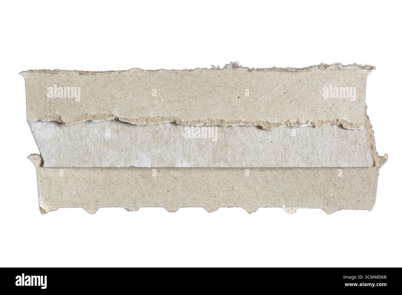 Torn grey paper box packaging with perforated line at the edge isolated ...