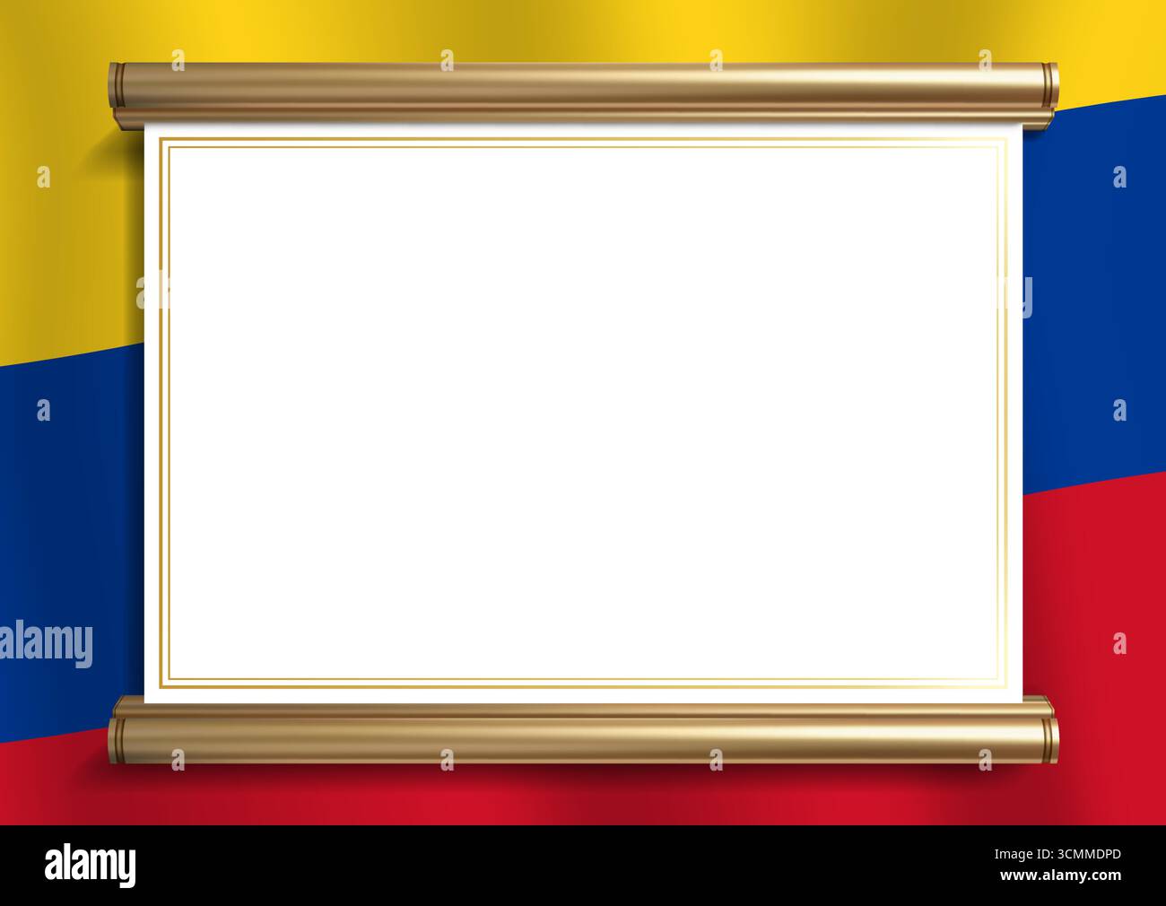 Elegant document frame with Colombian flag colors and an exquisite gold ...