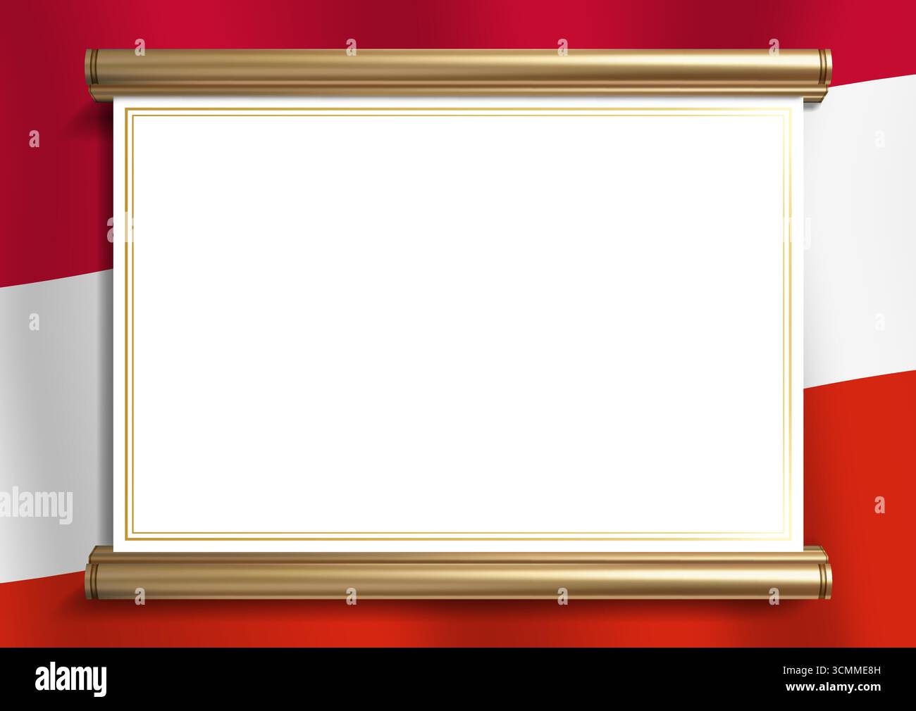 Elegant document frame with Danish flag colors and an exquisite gold ...