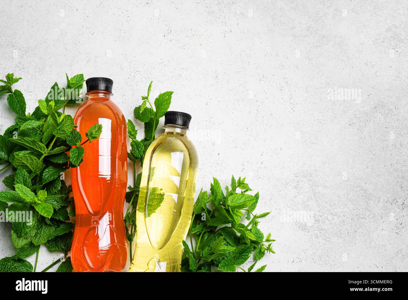 Isotonic energy drink. Bottles of homemade sport electrolyte or detox ...