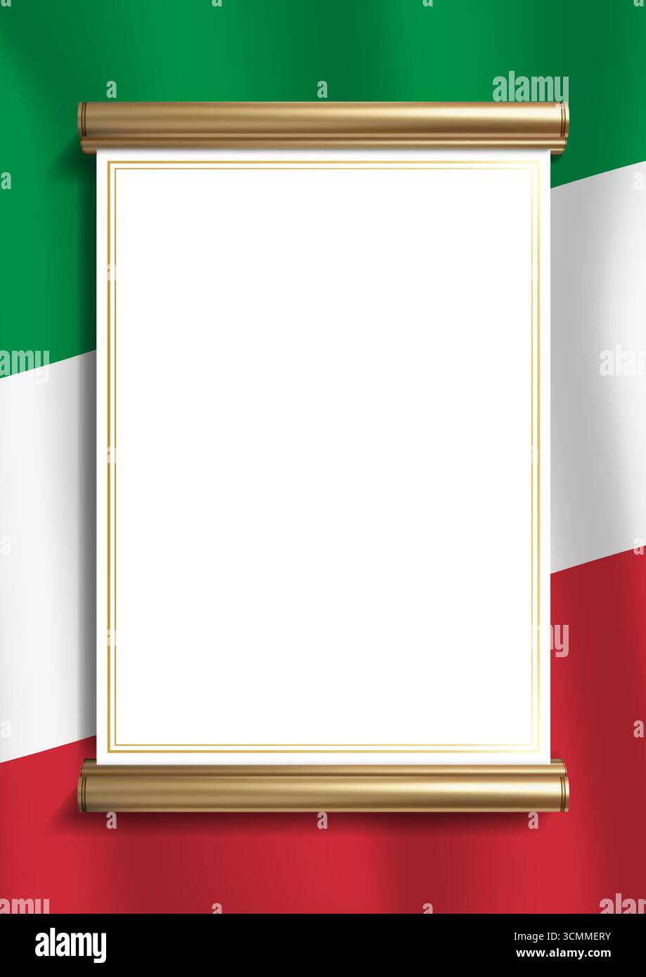 Elegant document frame with Italian flag colors and an exquisite gold ...