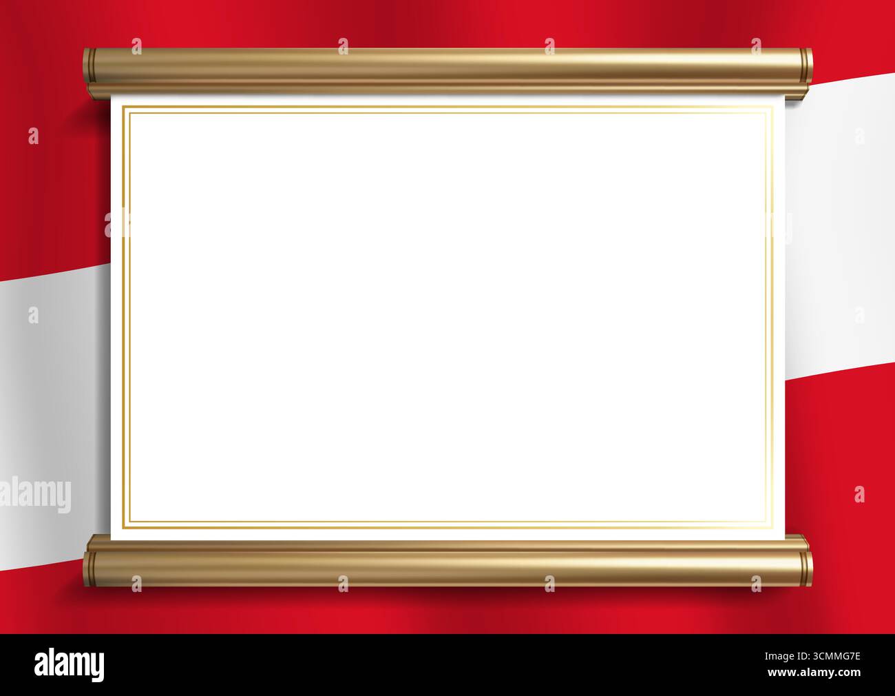 Elegant document frame with Peruvian flag colors and an exquisite gold ...