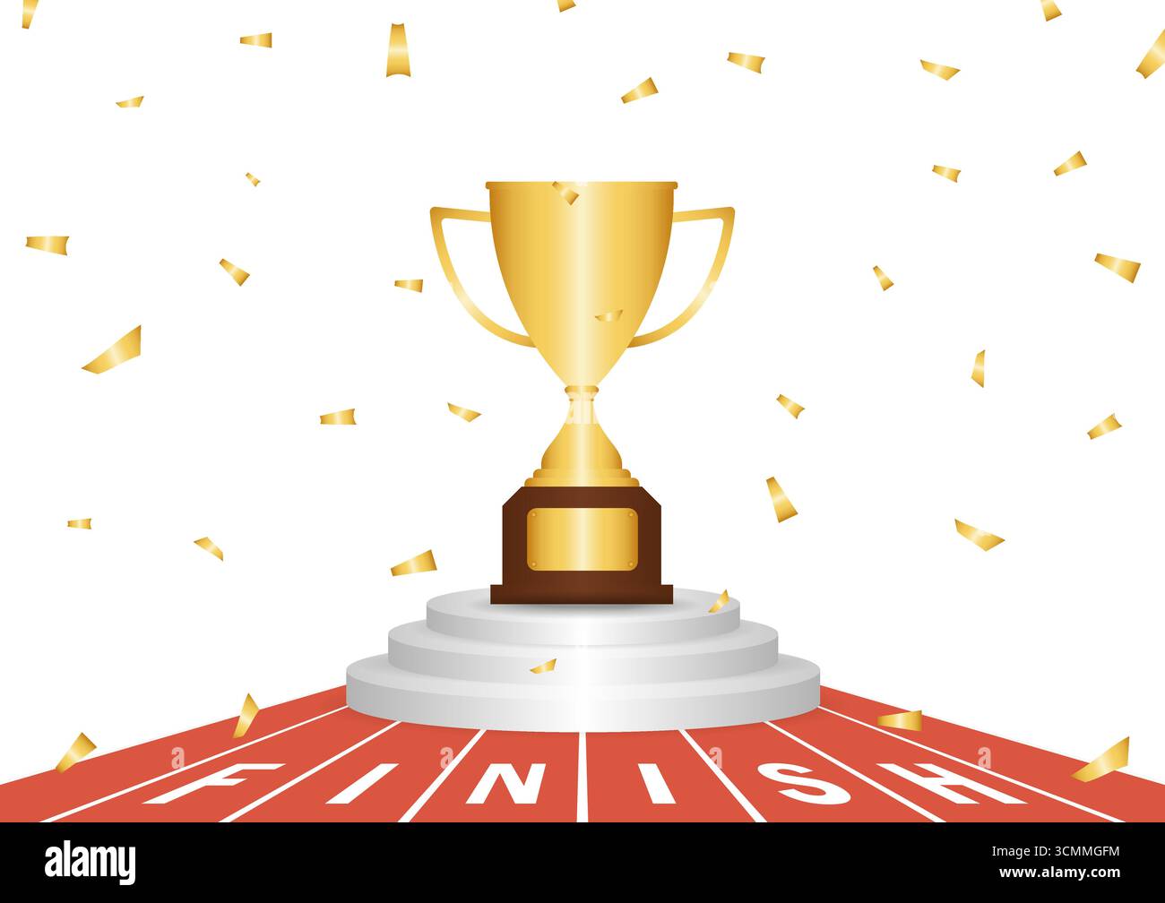 Golden Trophy in Running Track or Athlete Track. Champion and Winning ...