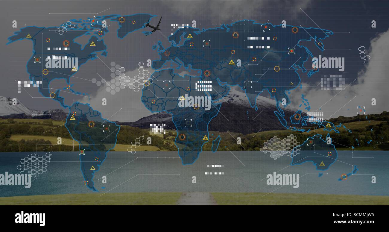 Overlaying digital global network hi-res stock photography and images ...