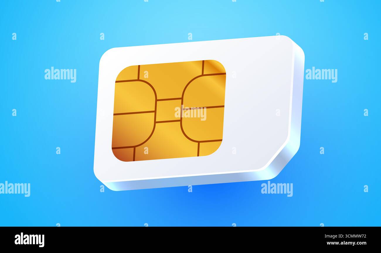 3d sim card chip. Sim card or eSim symbol. Vector illustration Stock ...