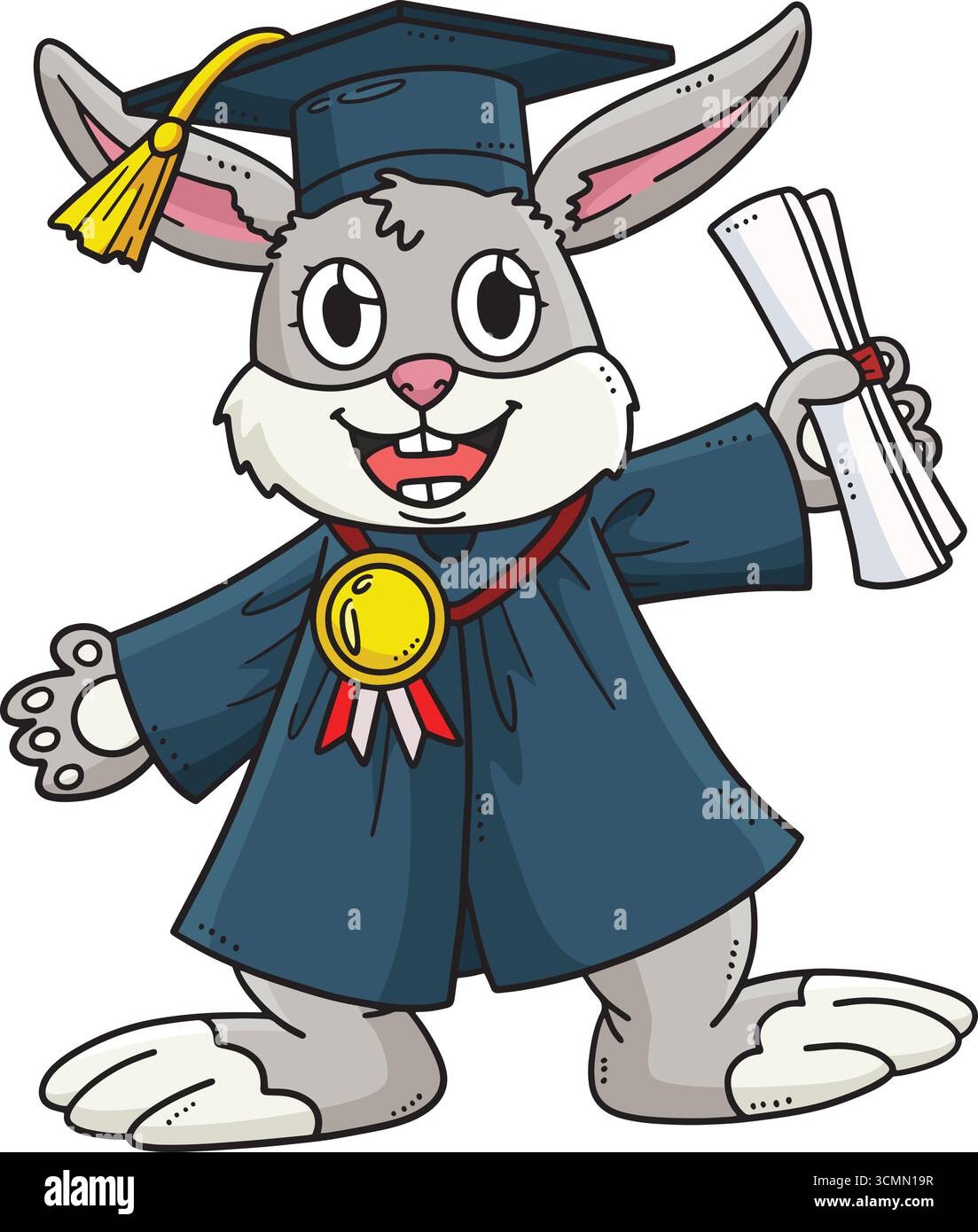 Graduation Rabbit with Diploma and Cap Clipart Stock Vector Image & Art ...