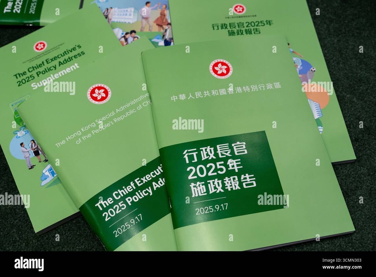 Booklets of the Hong Kong Policy Address 2025 on September 17, 2025 in Hong Kong. (Photo by ...