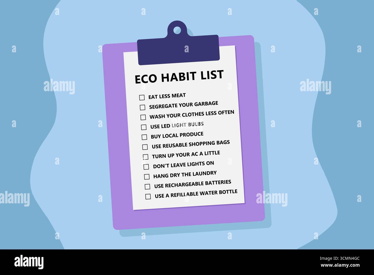 Eco and sustainability checklist. Vector to do list clipboard for ...