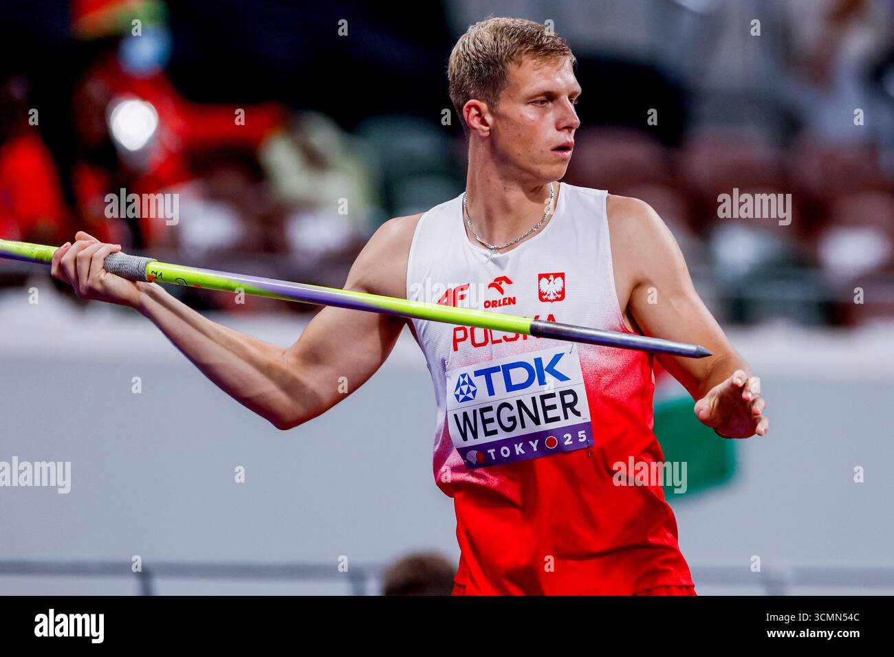 Dawid Wegner of Poland competing in the Men's Javelin Throw ...