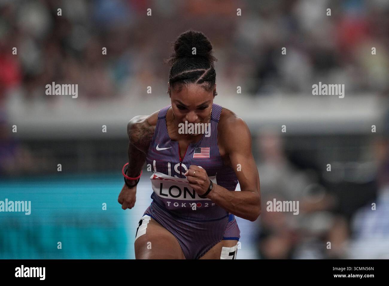 United States' Mckenzie Long competes in the women's 200 meters heats ...
