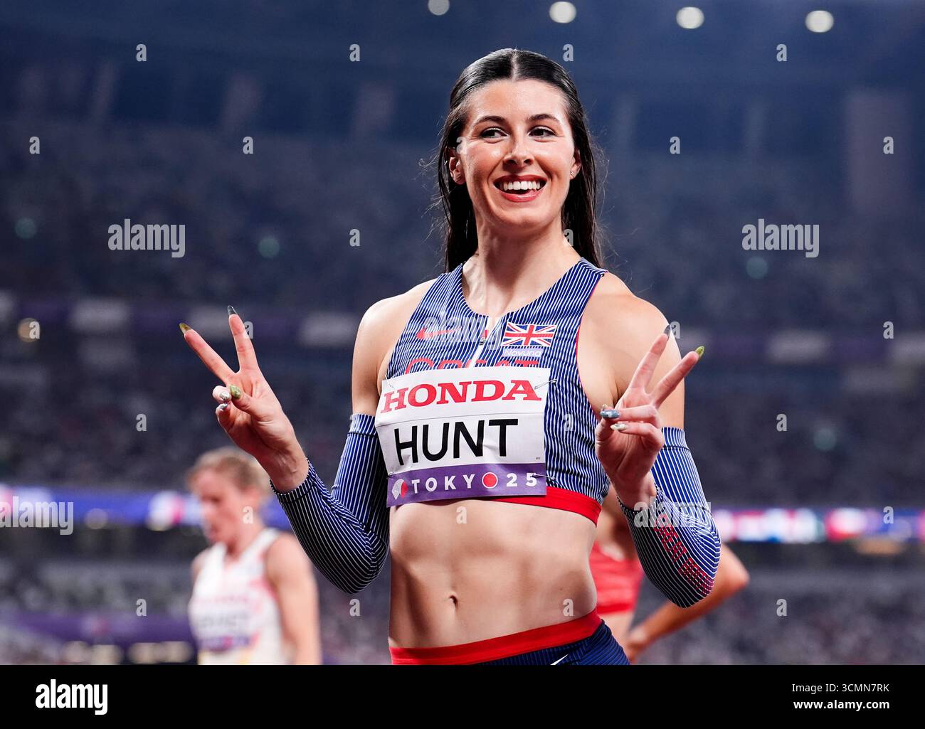 Amy Hunt of Great Britain following the Women’s 200m heat 5 on day five ...