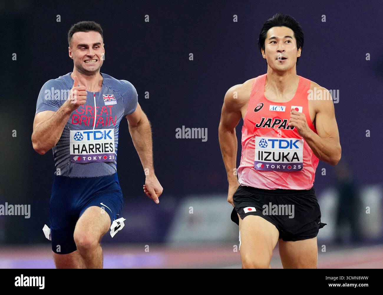 Toby Harries (left) of Great Britain during the Men’s 200m heat 1 on ...
