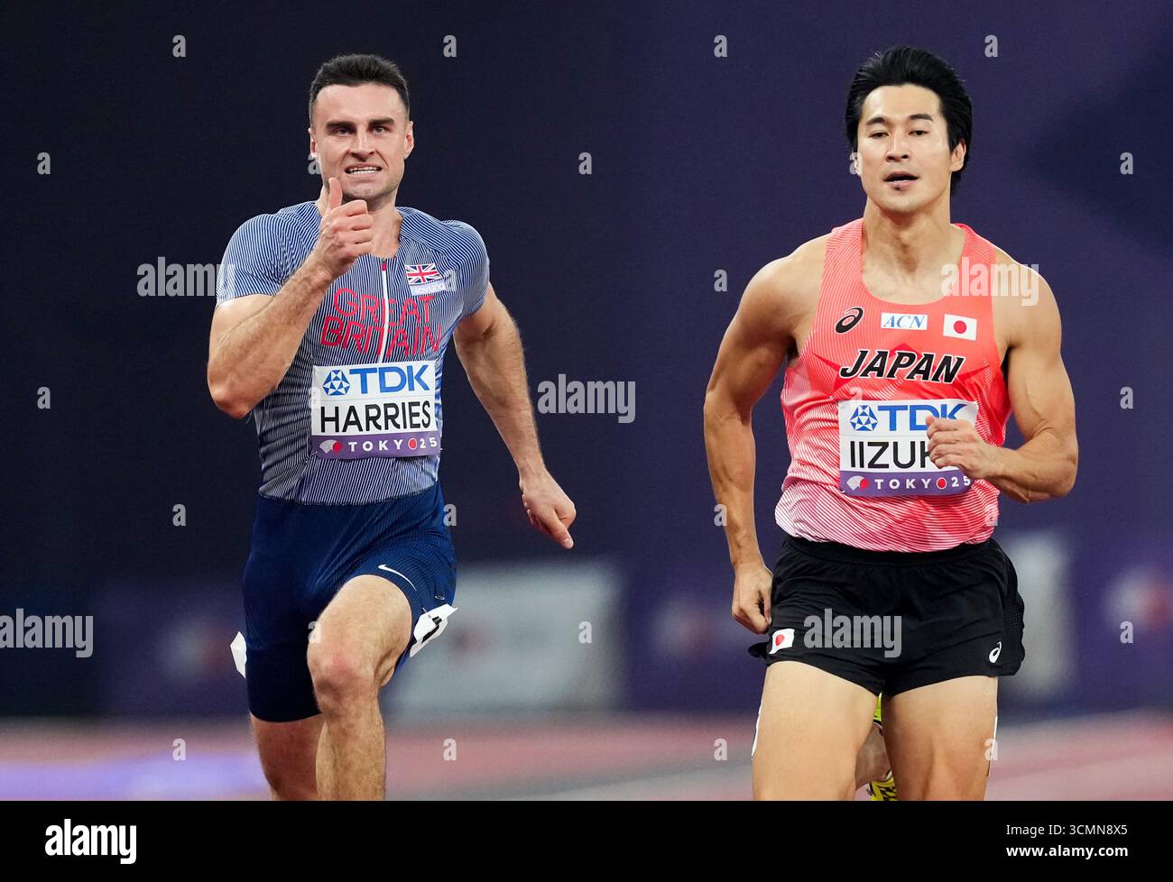 Toby Harries (left) of Great Britain during the Men’s 200m heat 1 on ...