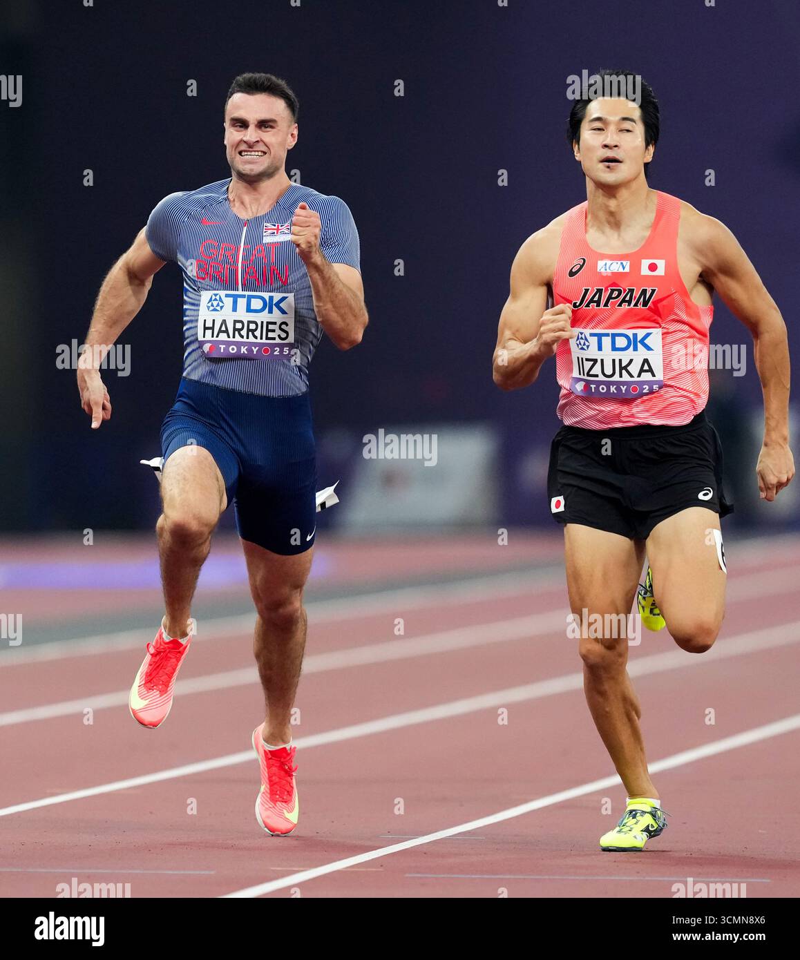 Toby Harries (left) of Great Britain during the Men’s 200m heat 1 on ...