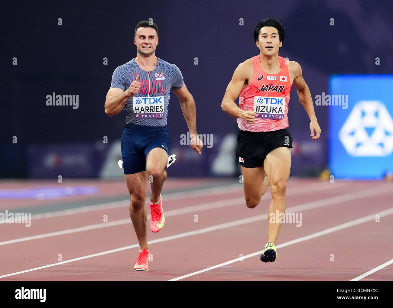 Toby Harries (left) of Great Britain during the Men’s 200m heat 1 on ...