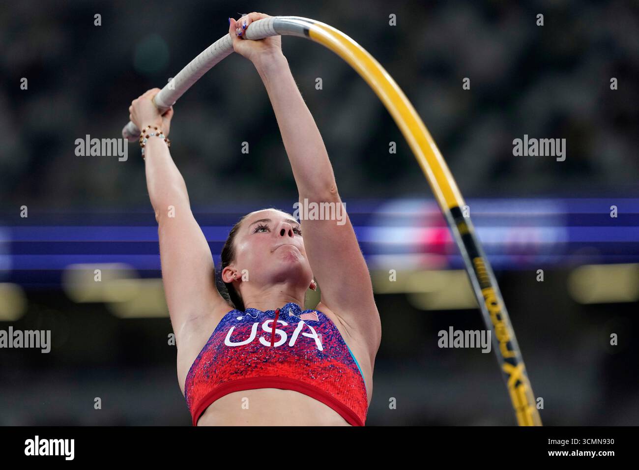 United States' Amanda Moll makes an attempt in the women's pole vault ...