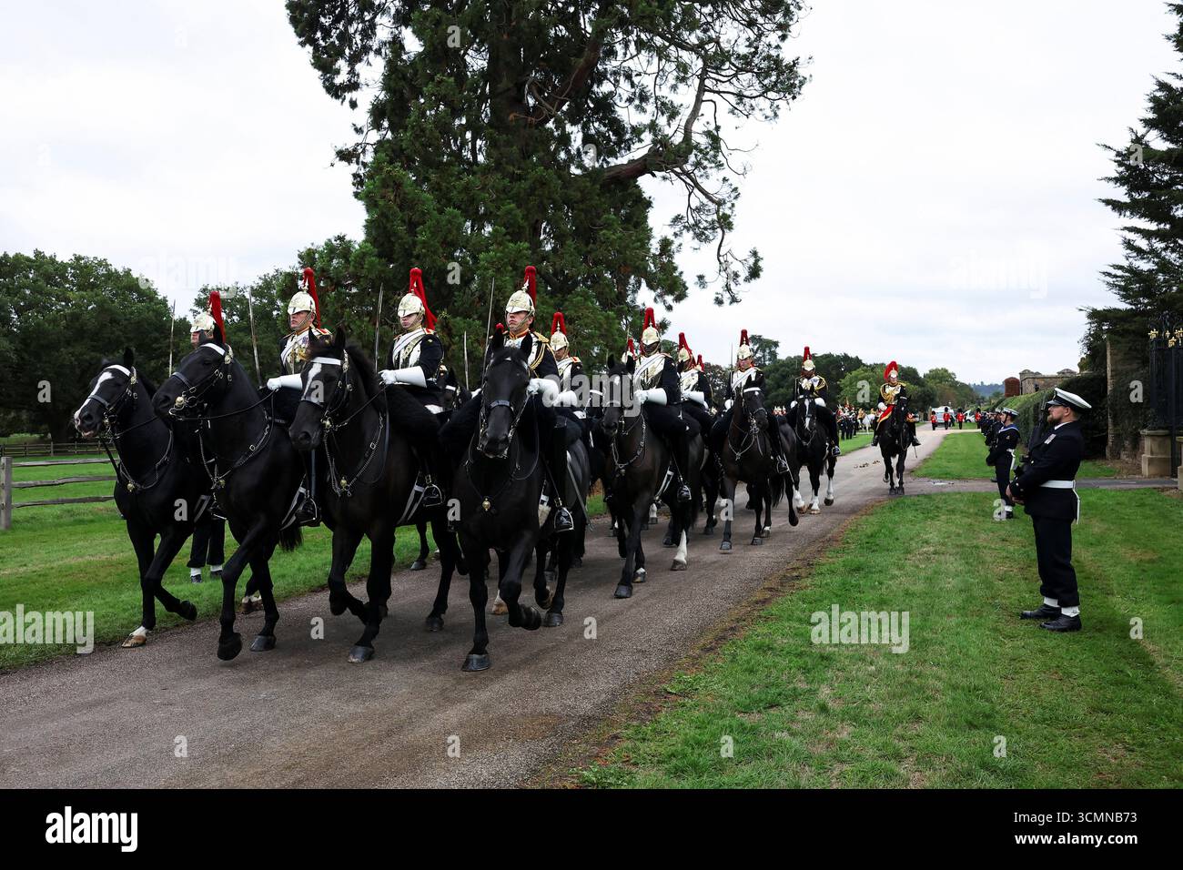 Members of the Household Cavalry Mounted Regiment form up, ahead of a ...