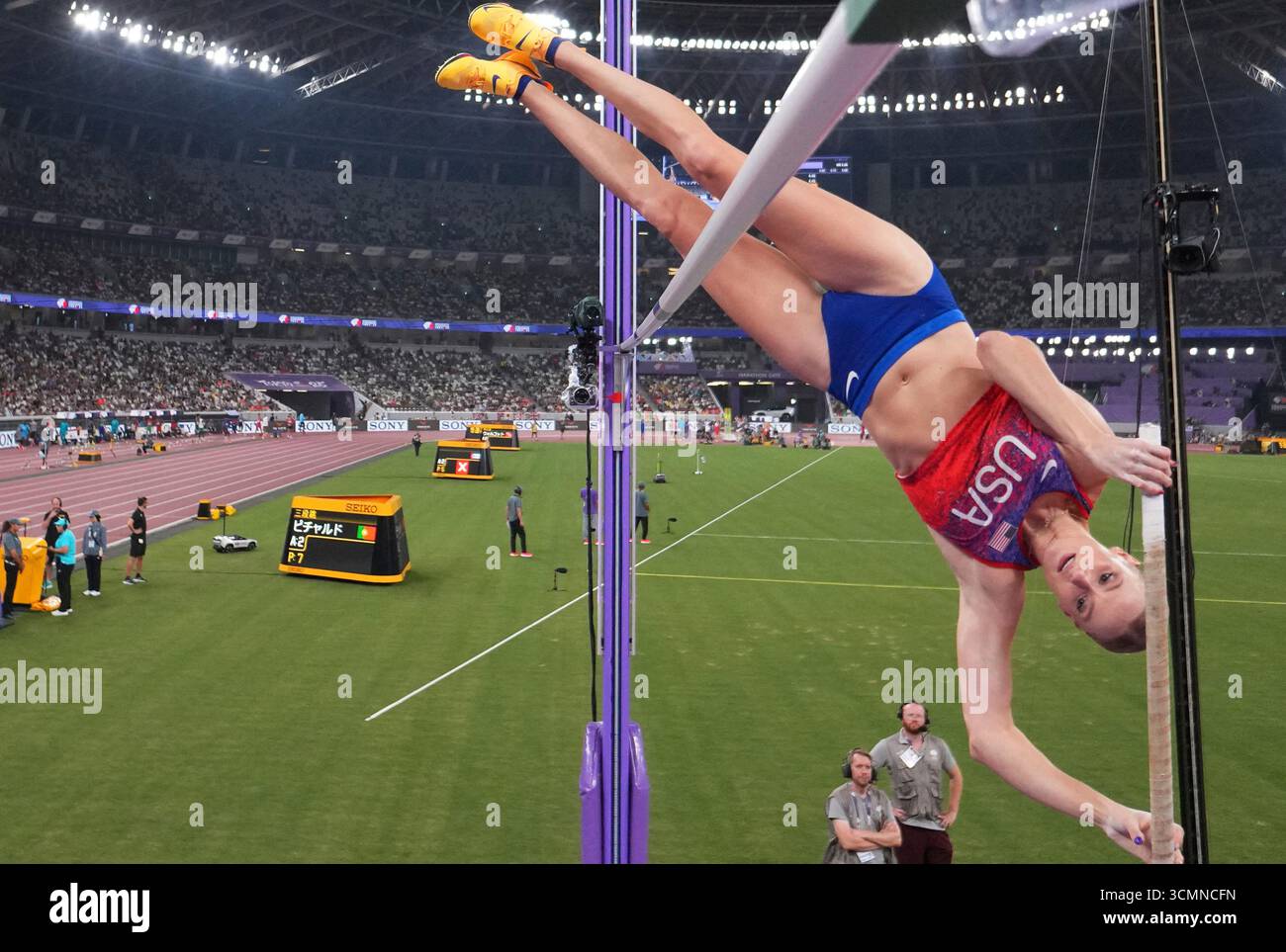 United States' Katie Moon competes in the women's pole vault final at ...