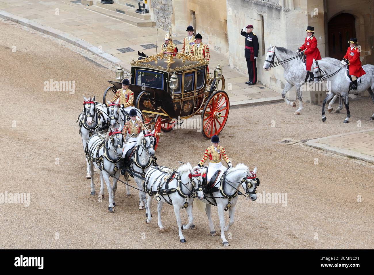 The Irish State Coach carrying King Charles III and US President Donald ...