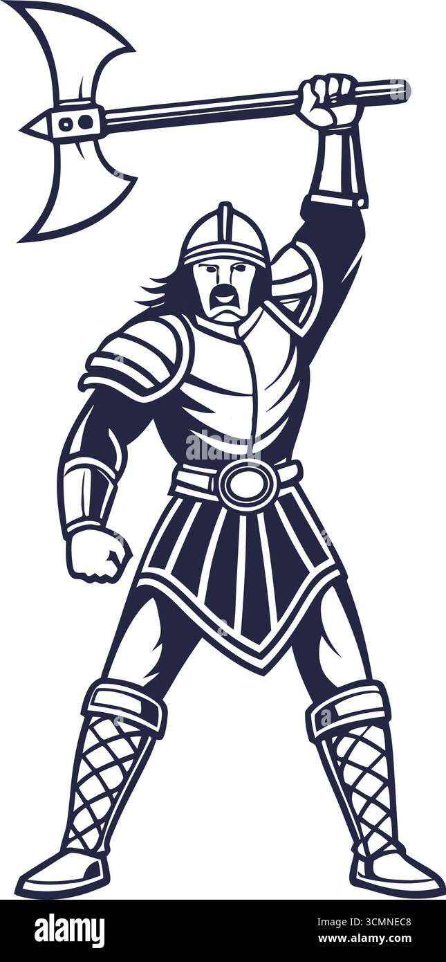 Powerful barbarian warrior roaring silhouette Stock Vector Image & Art ...