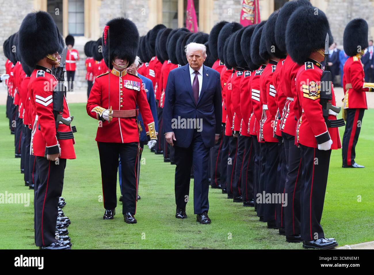 President Donald Trump reviews the Guard of Honour after the arrival at ...