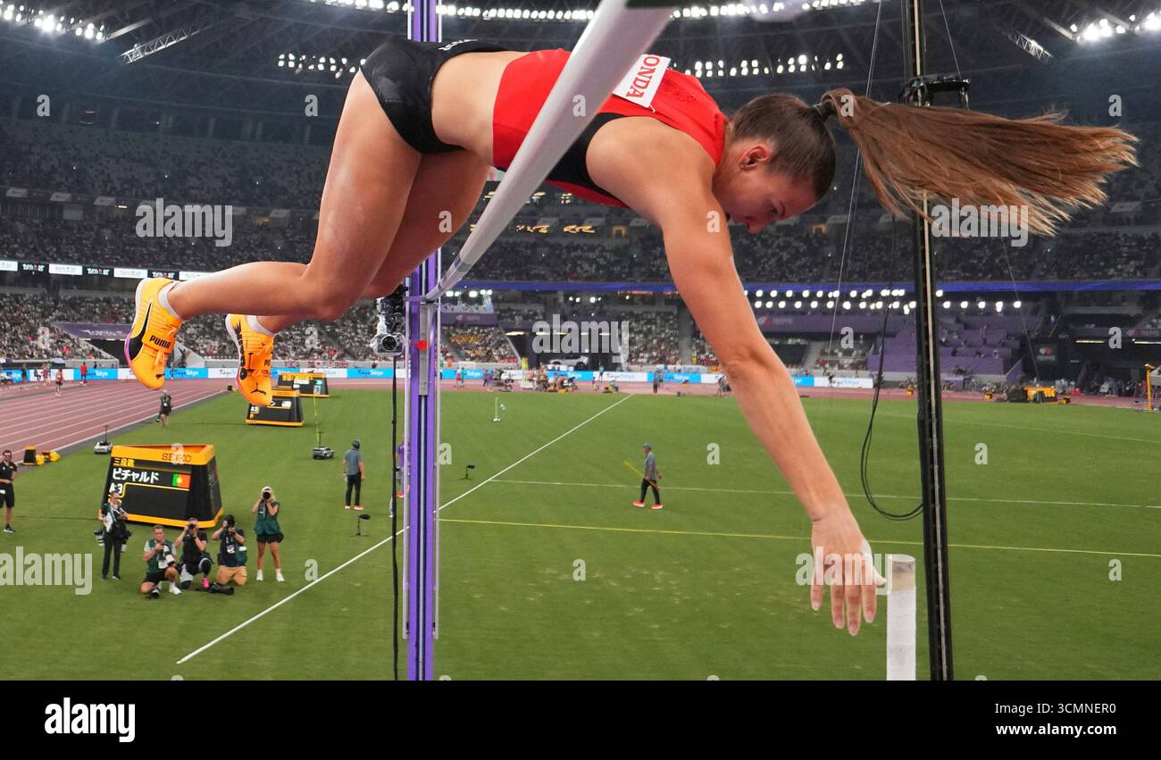 Switzerland's Angelica Moser competes in the women's pole vault final ...