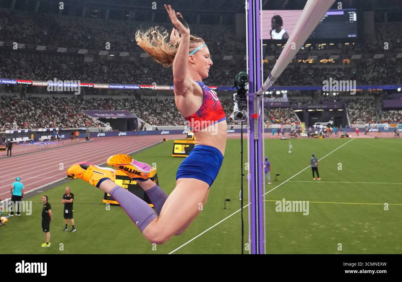 United States' Sandi Morris competes in the women's pole vault final at ...