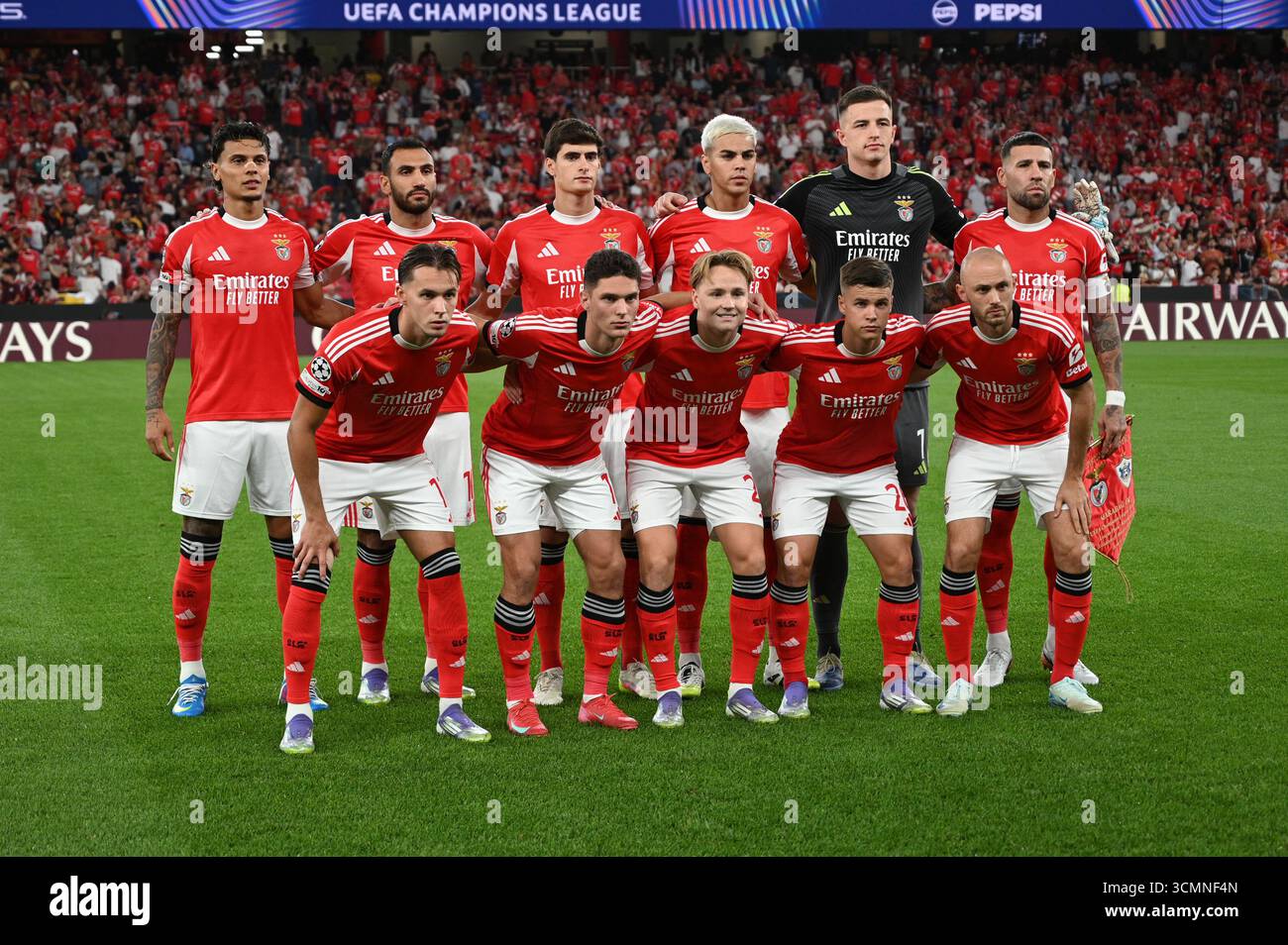 Lisbon, Portugal. 16 September 2025. Players of SL Benfica line up before the Benfica against ...