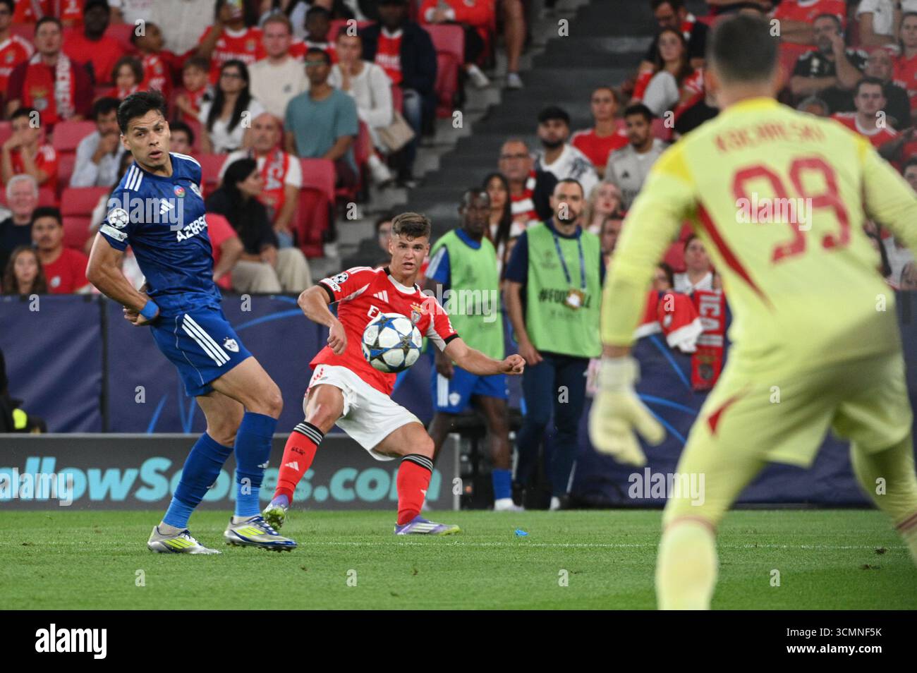 Lisbon, Portugal. 16 September 2025. Samuel Dahl defender of SL Benfica ...