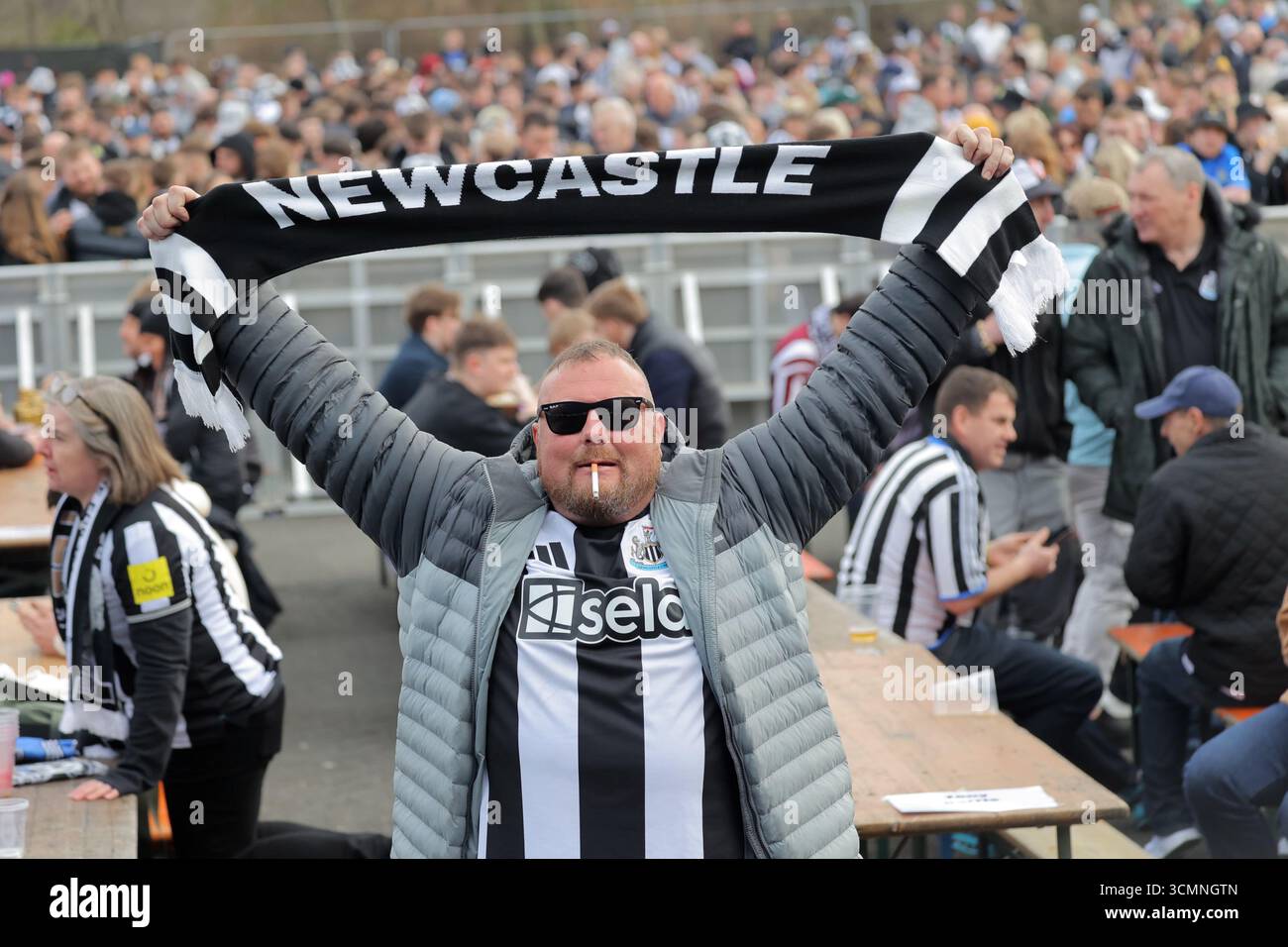 Newcastle United supporters cheer on their team at the Utilita Arena in ...
