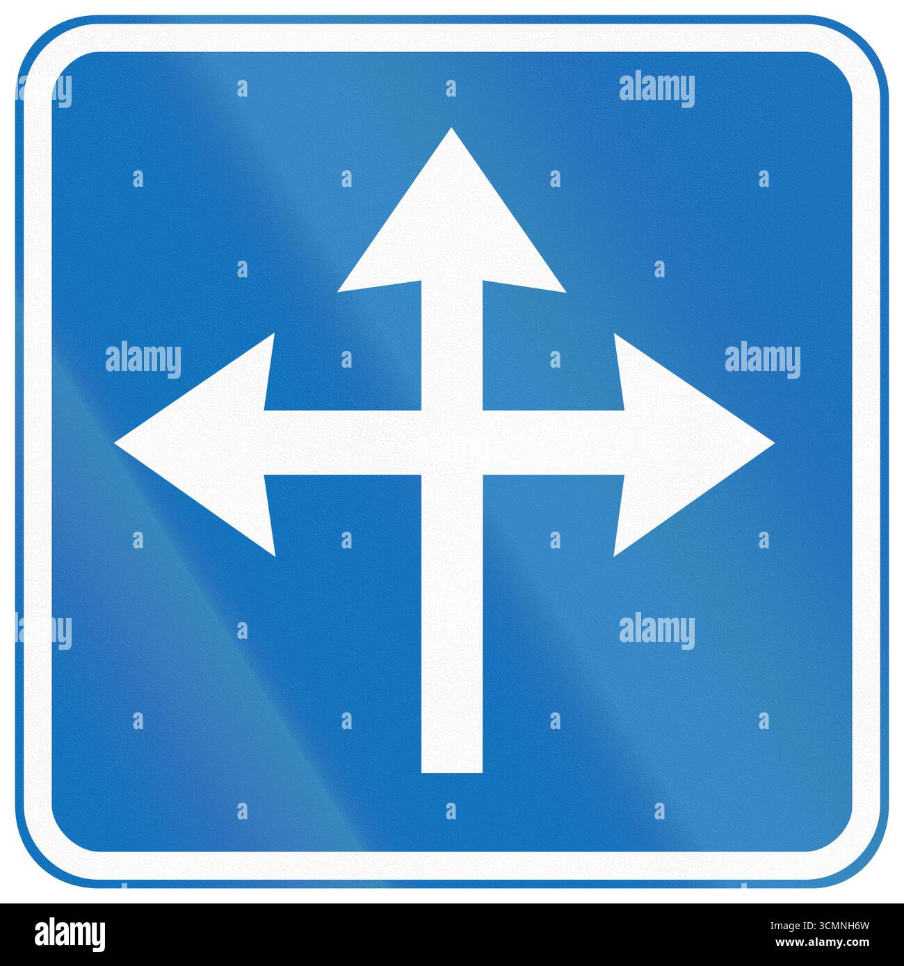 Denmark road sign - Continue straight, right or left Stock Photo - Alamy