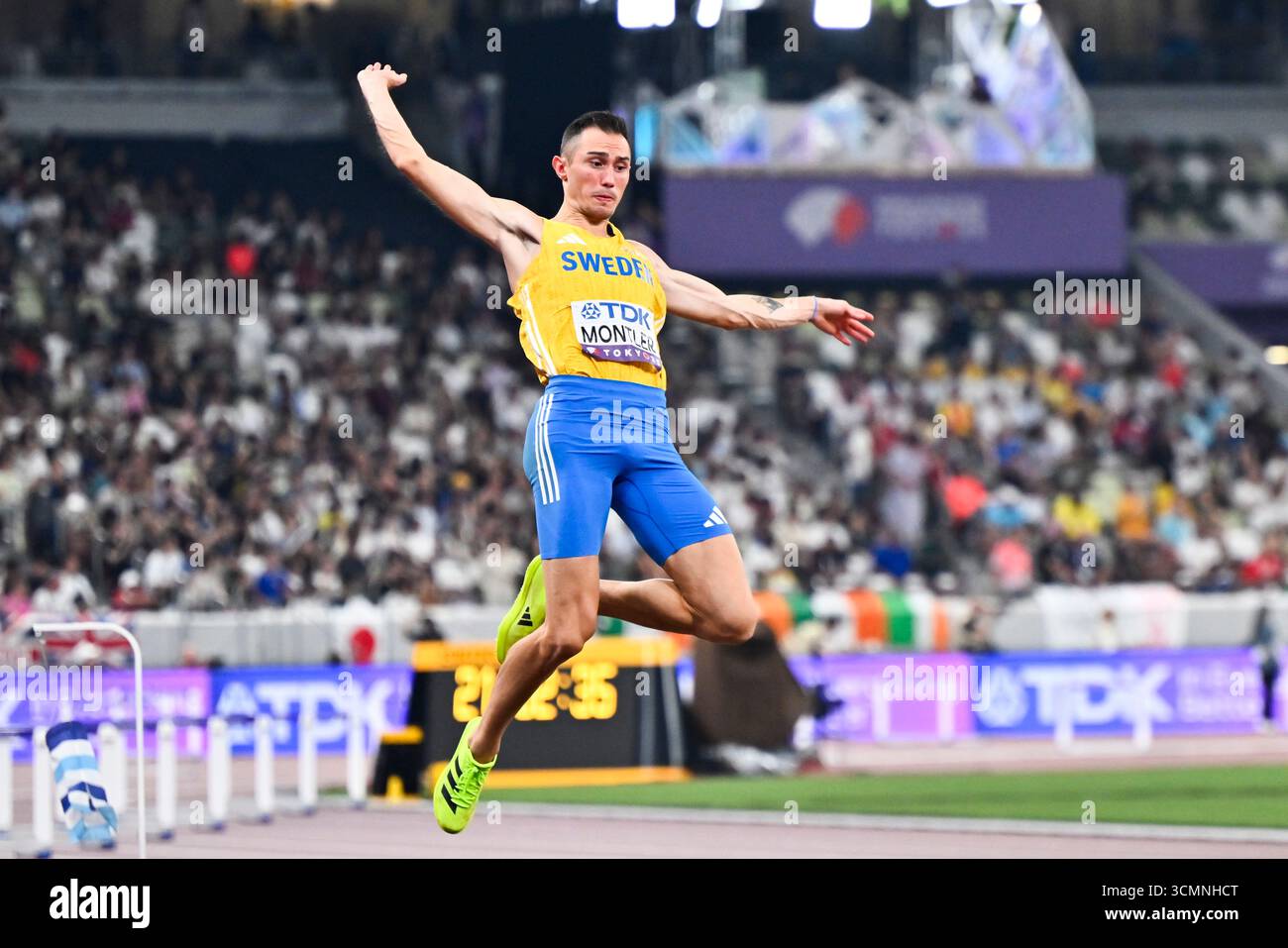 TOKYO, JAPAN 20250917Sweden's Thobias Montler jumps in the long jump ...