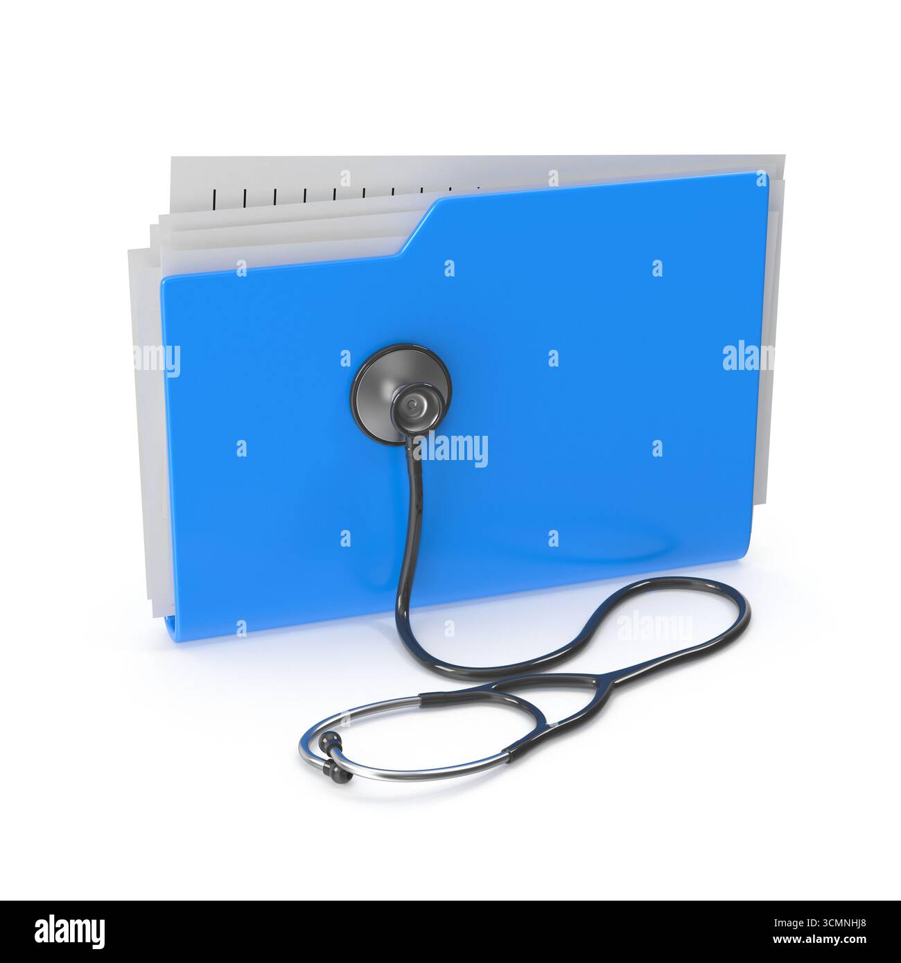 Medical records analysis healthcare data stethoscope and file folder ...