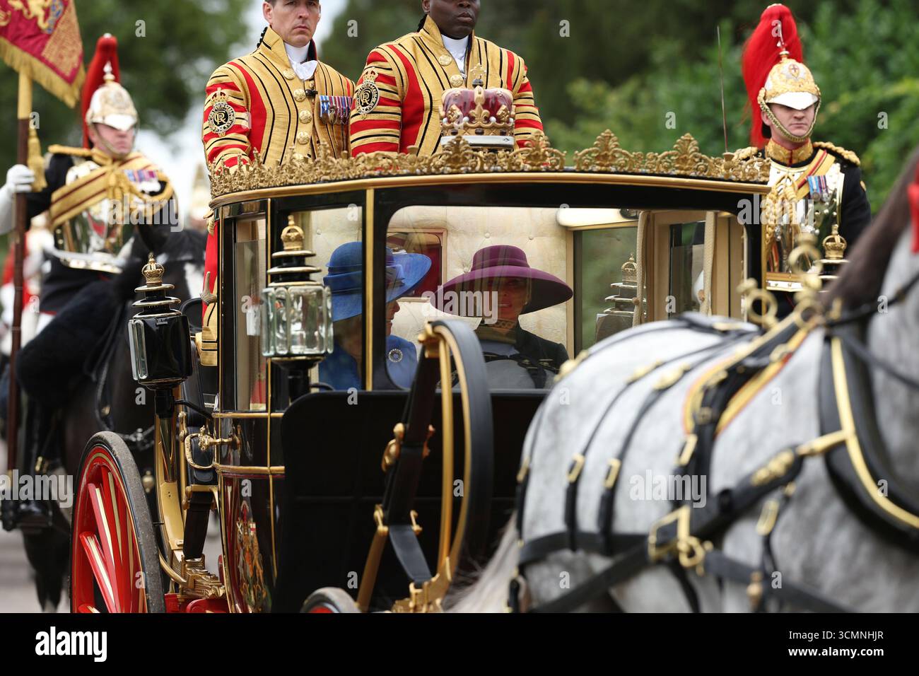 Britain's Queen Camilla and first lady Melania Trump travel in The ...
