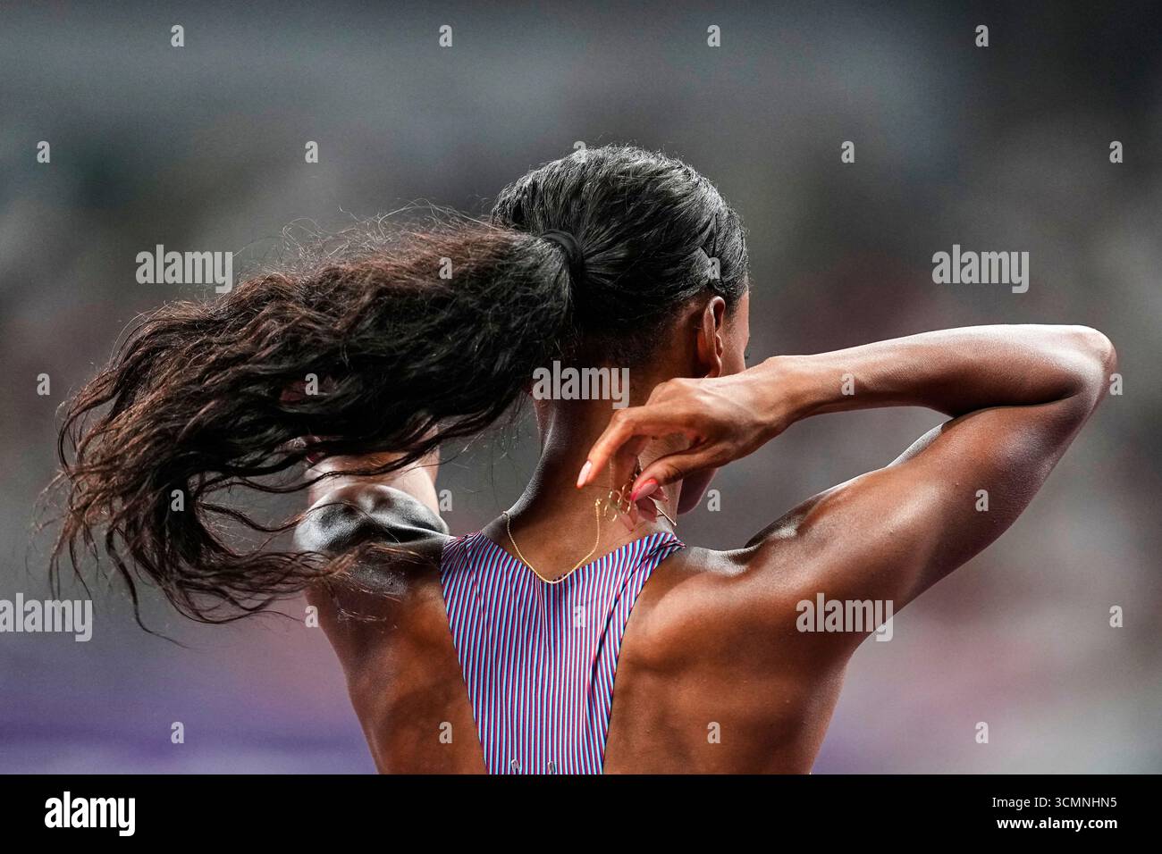 United States' Dalilah Muhammad prepares to start a women's 400 meters ...