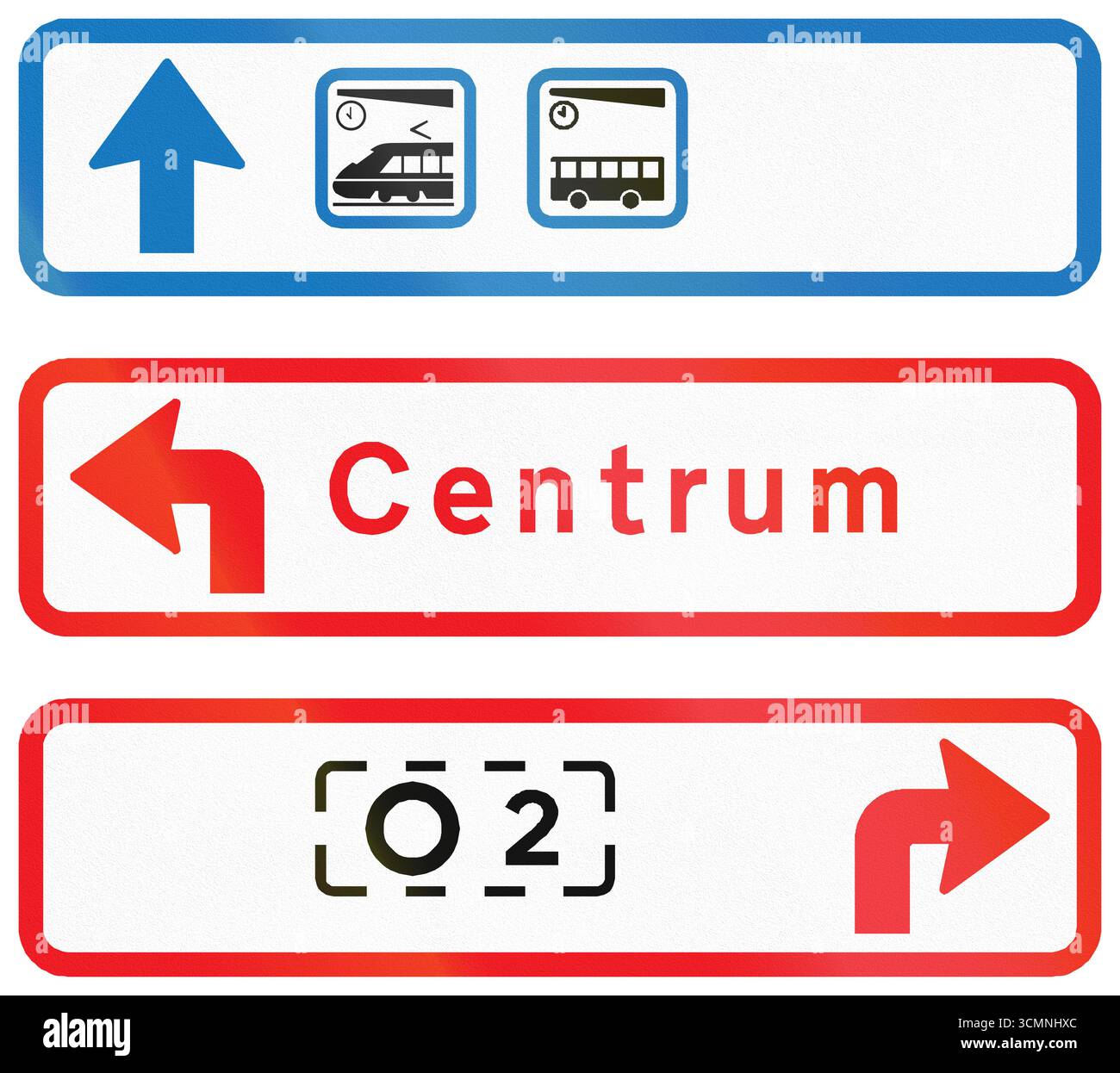 Danish direction road sign - Stations, city center and ring road Stock ...