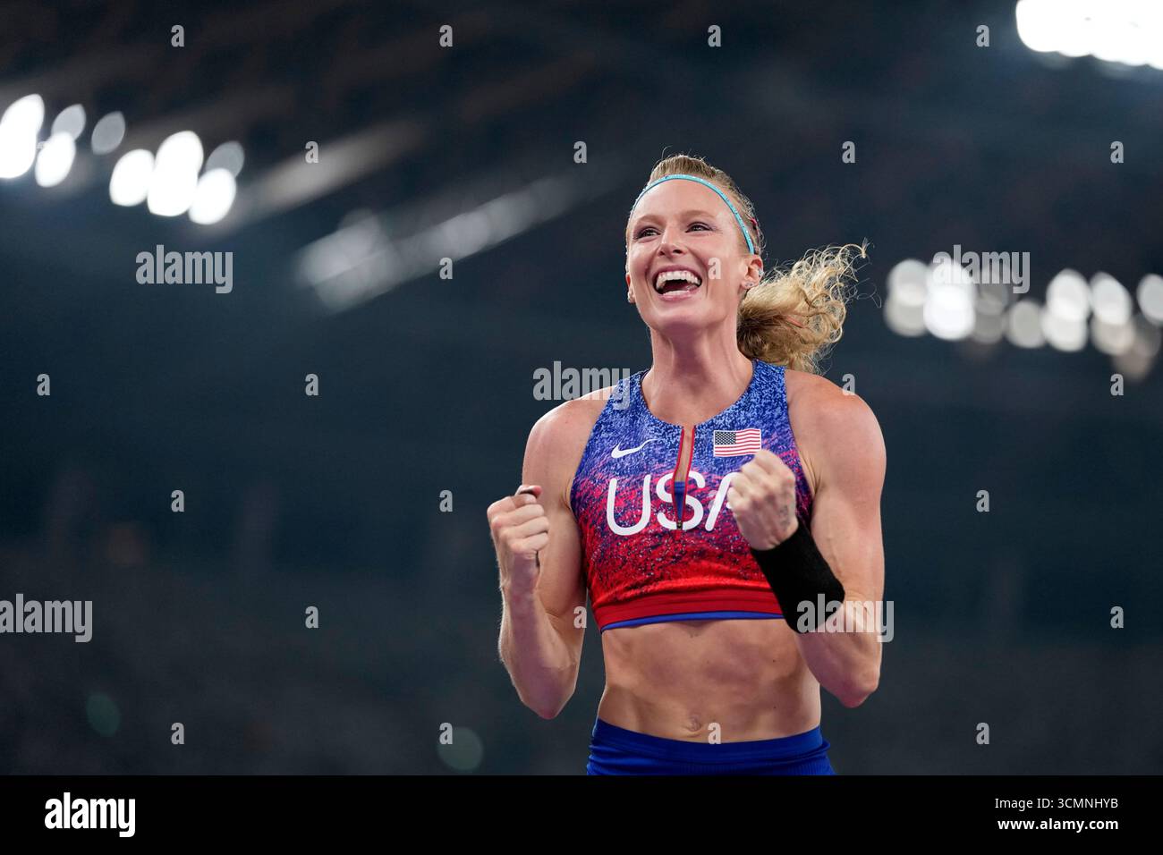 United States' Sandi Morris reacts after an attempt in the women's pole ...