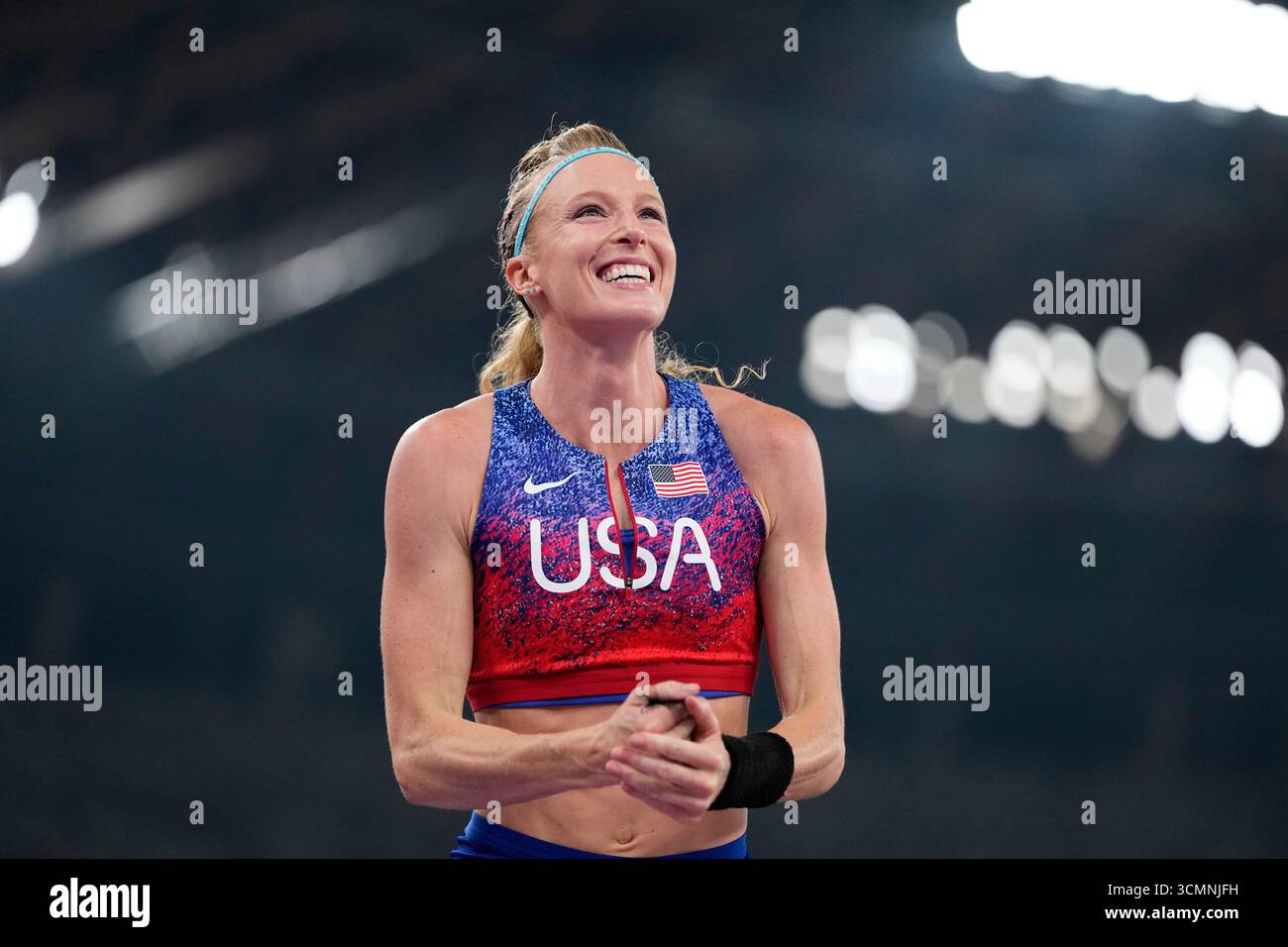 United States' Sandi Morris reacts after an attempt in the women's pole ...