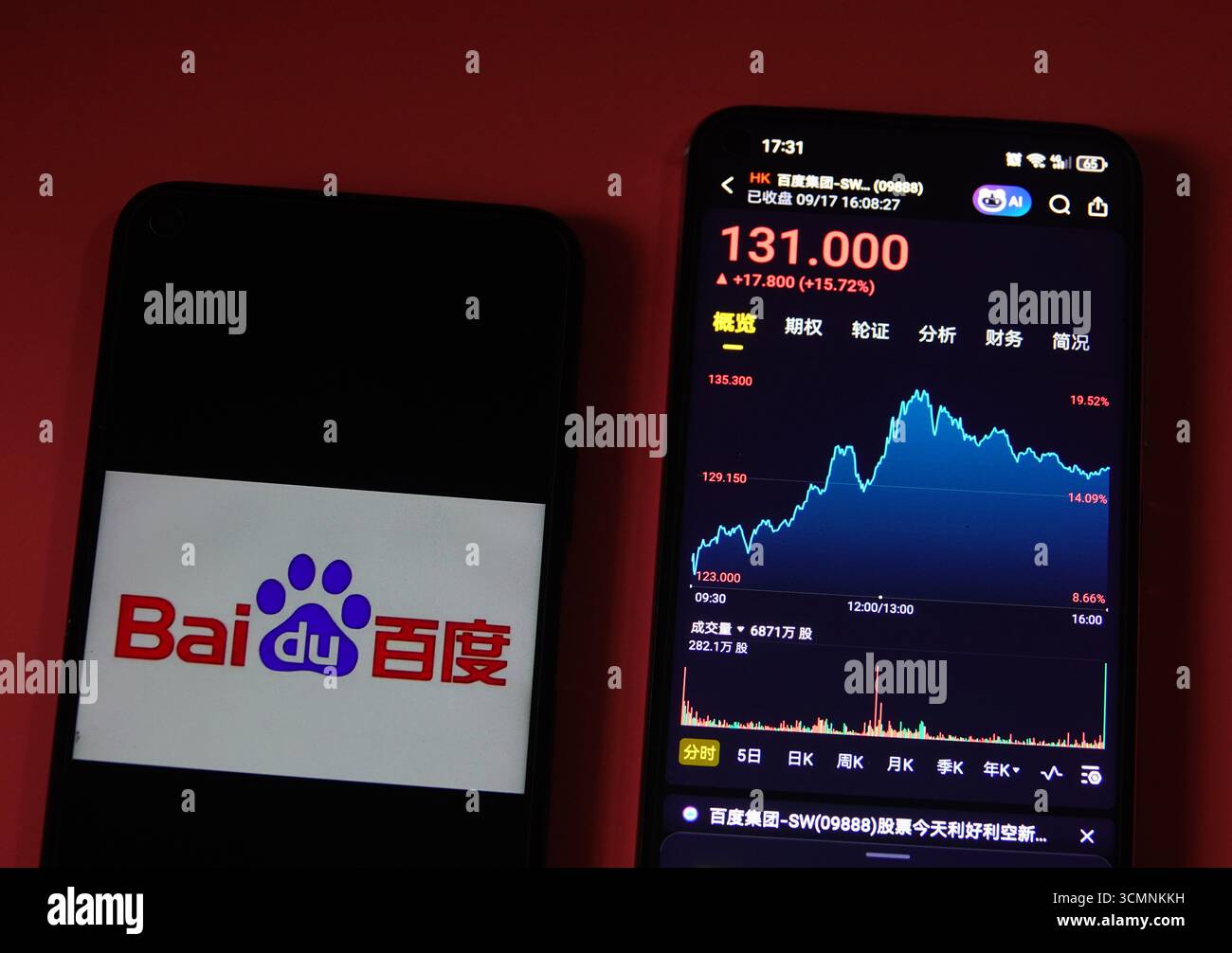 YICHANG, CHINA - SEPTEMBER 17, 2025 - Baidu Group's Hong Kong shares ...