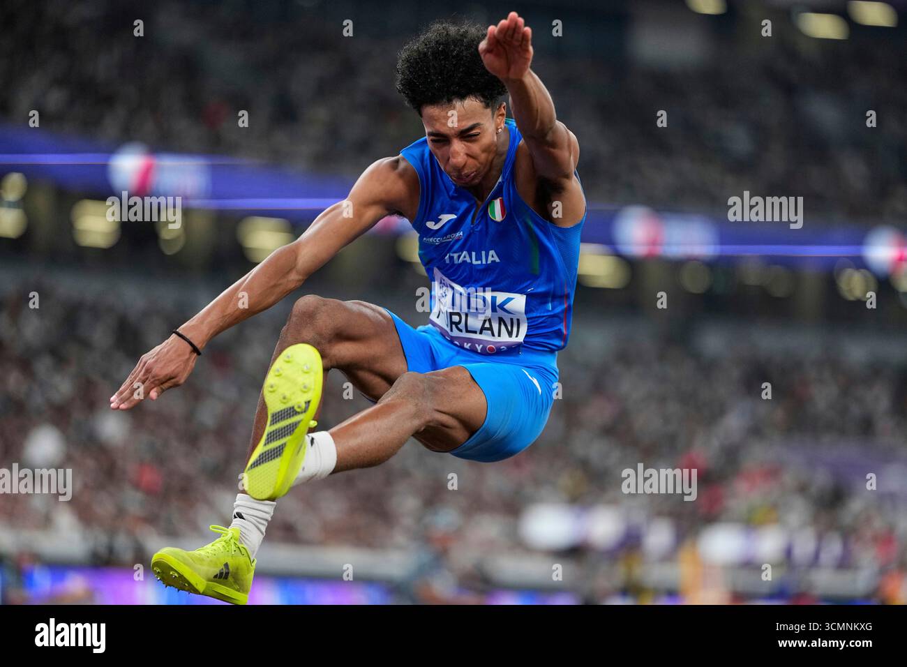 Italy's Mattia Furlani competes in the men's long jump final at the ...
