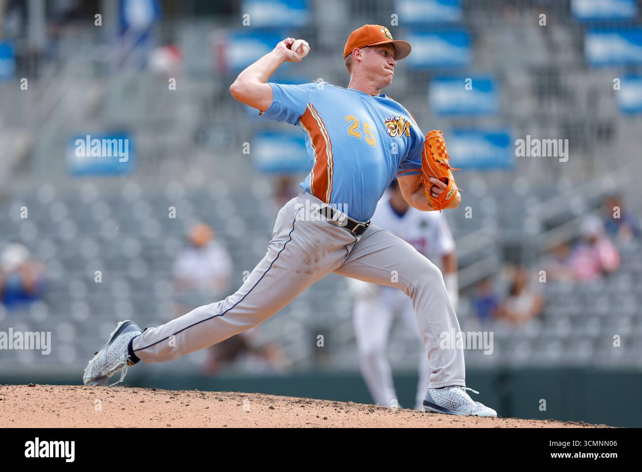 Montgomery Biscuits relief pitcher Jack Hartman (25) in action against ...