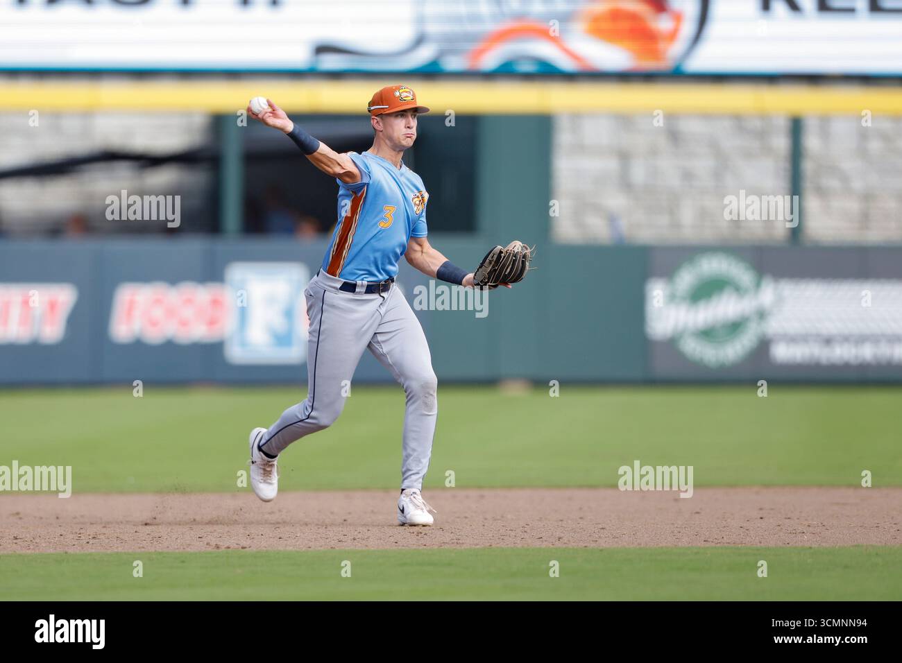 Montgomery Biscuits third baseman Kamren James (3) on defense against ...