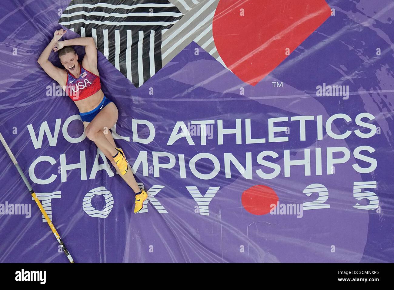 United States' Katie Moon celebrates after clearing a height to win the ...