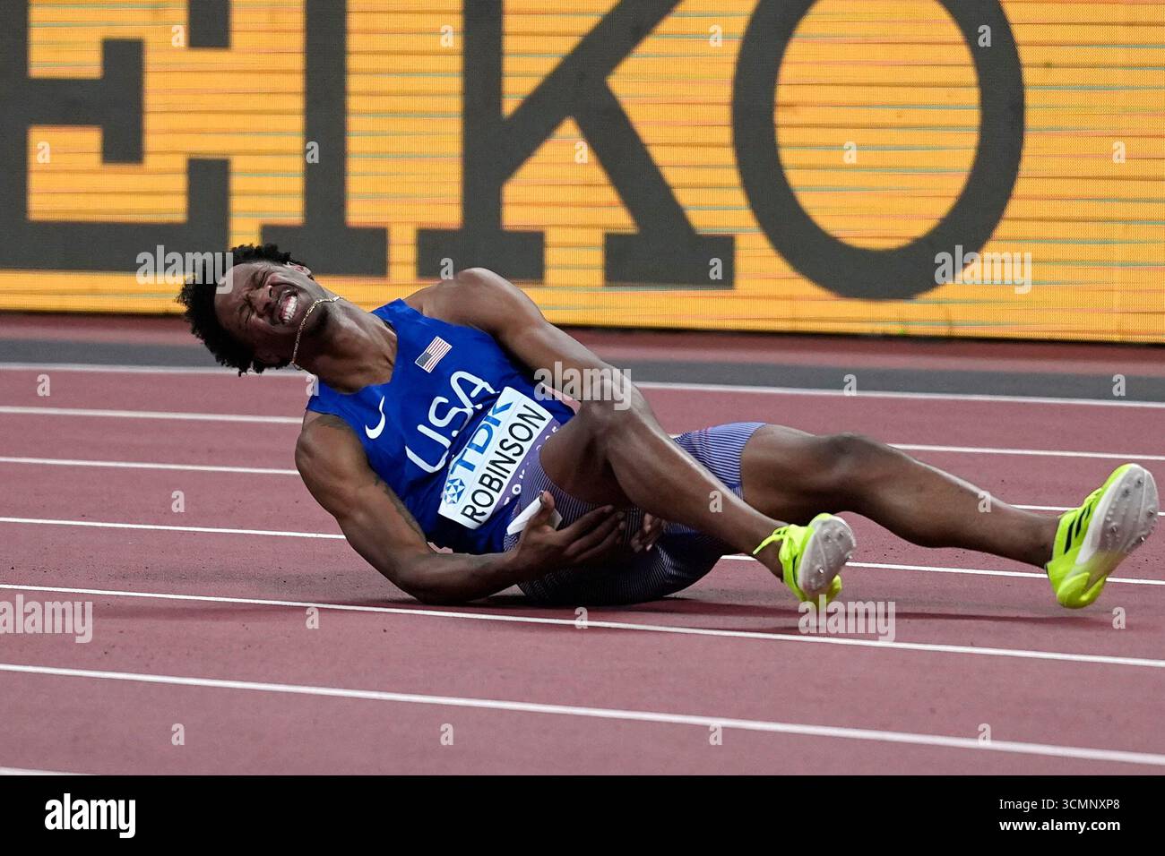 United States' Chris Robinson grimaces after hurting himself in a men's ...