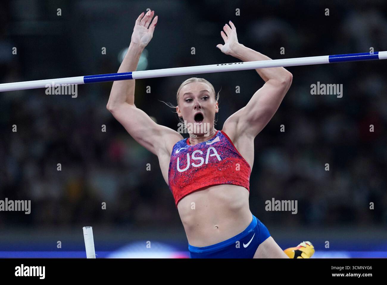 United States' Katie Moon competes in the women's pole vault final at ...