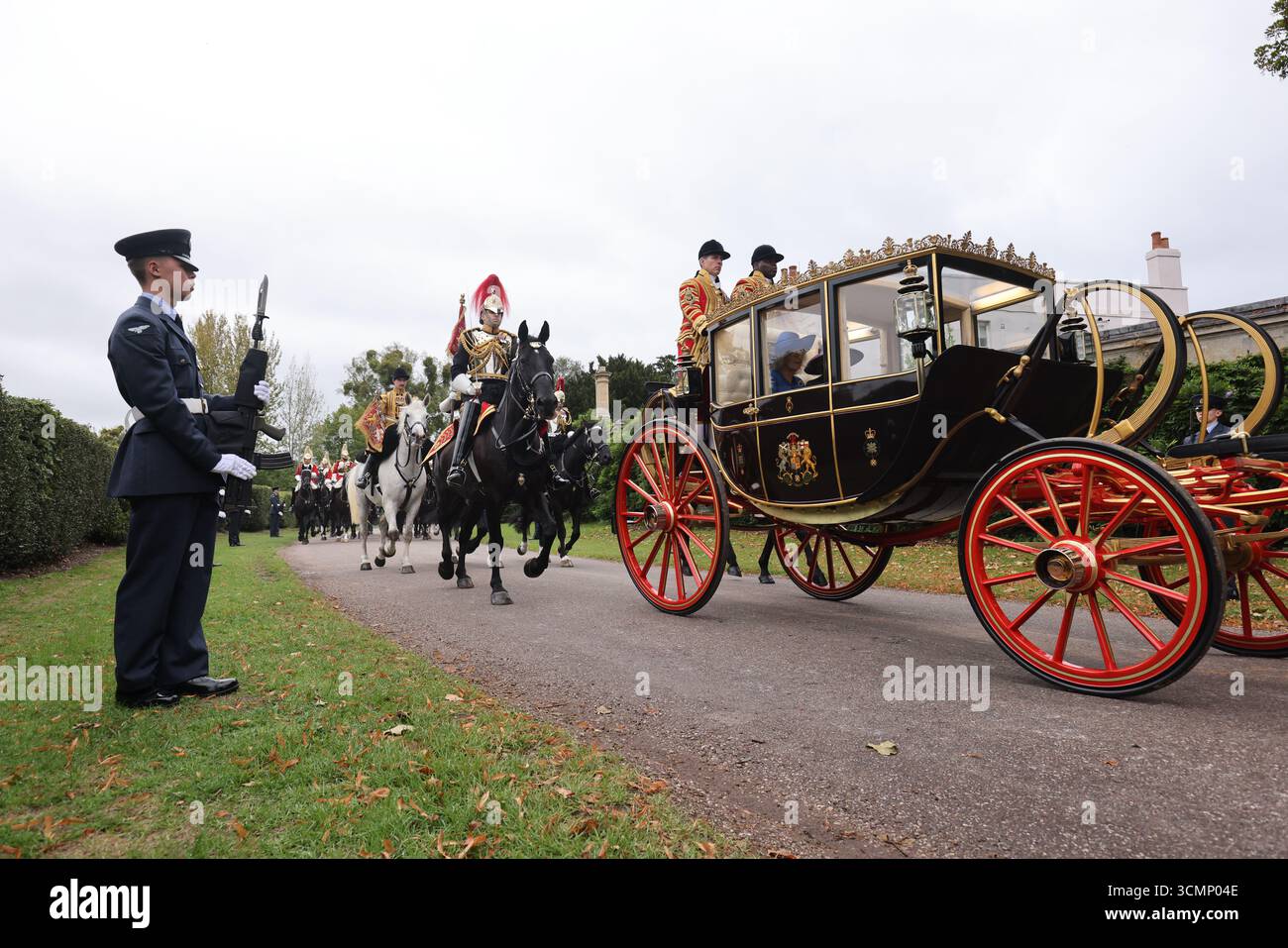 Queen Camilla (left) and First Lady Melania Trump travel in the the ...